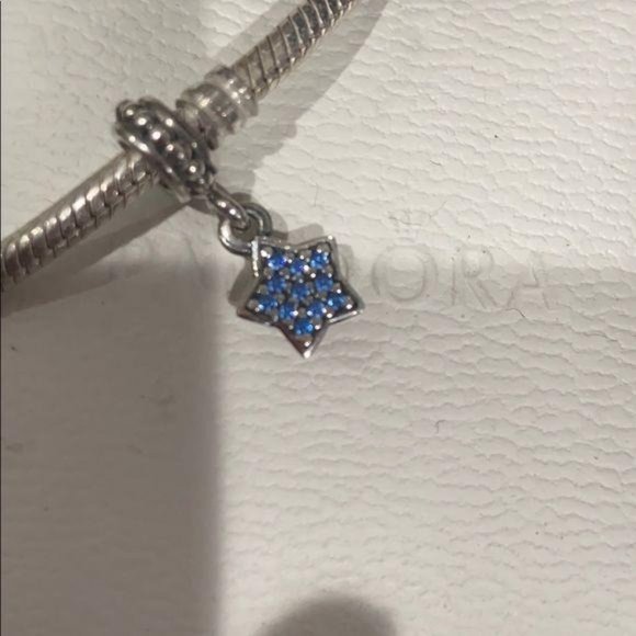 Pandora | Jewelry | Authentic Pandora Blue Pave Star Dangle Charm ...